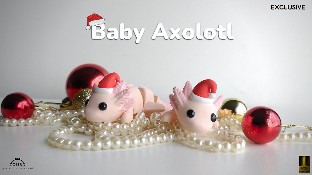 3D Printed Christmas Axolotl Decor - Perfect Holiday Gift by Zou3d - Etsy
