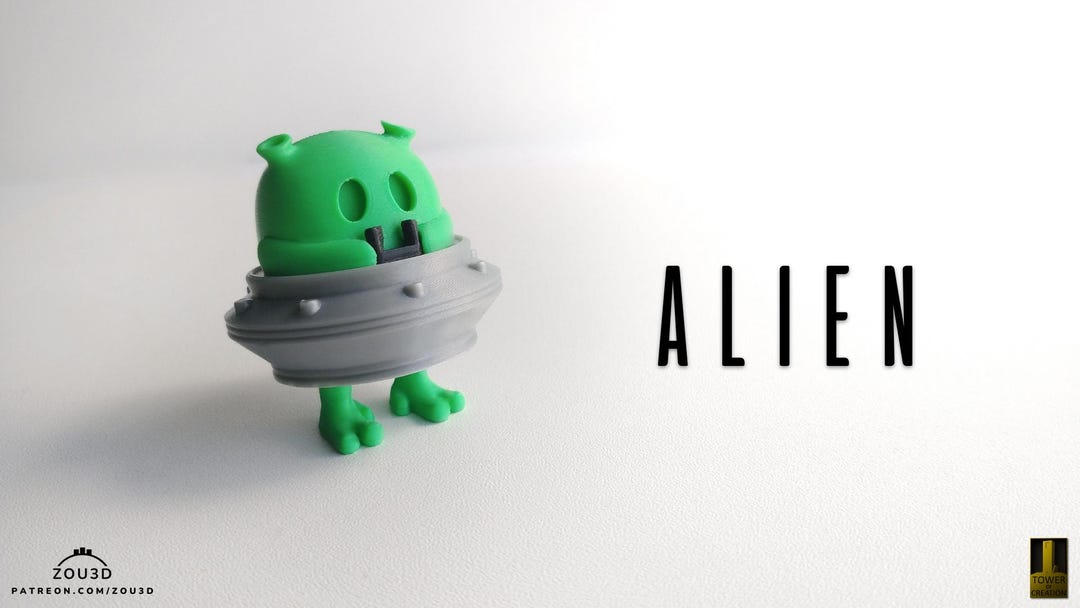 3D Printed UFO Alien Sculpture by Zou3d - Adorable Holiday Collectible ...
