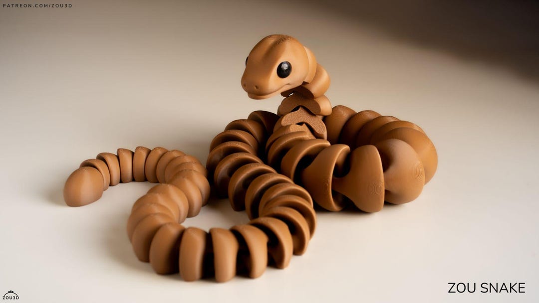 3D Printed ZOU SNAKE SCULPTURE - Cute Collectible Holiday Decoration by ...