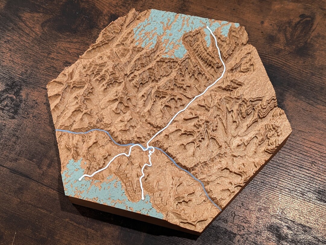 Grand Canyon Rim-to-rim 3D Topographic Trail Map Wall Art - Etsy
