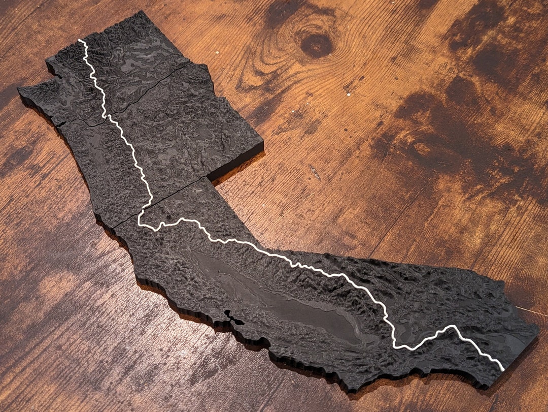 Pacific Crest Trail (PCT) 3D Topographic Map Wall Art - Etsy