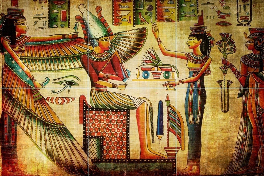 Isis Egyptian Queen Goddess With Wings Maat Ceramic Tile Mural ...