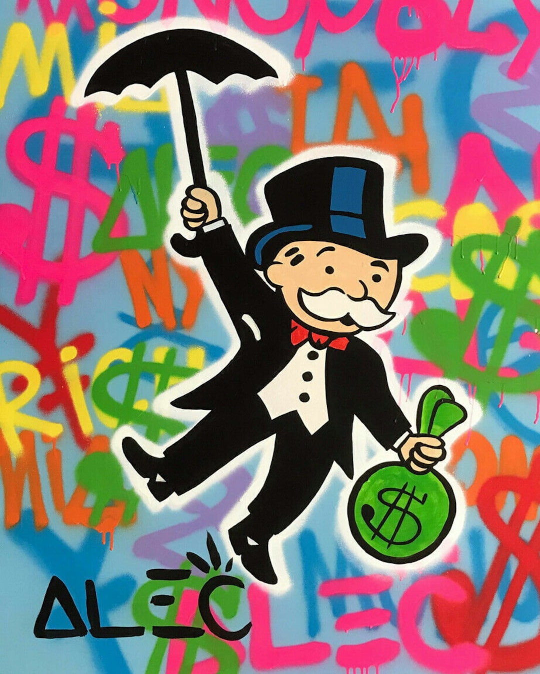 Monopoly Man Rich Uncle Graffiti Pop Money Bag Ceramic Tile Mural ...