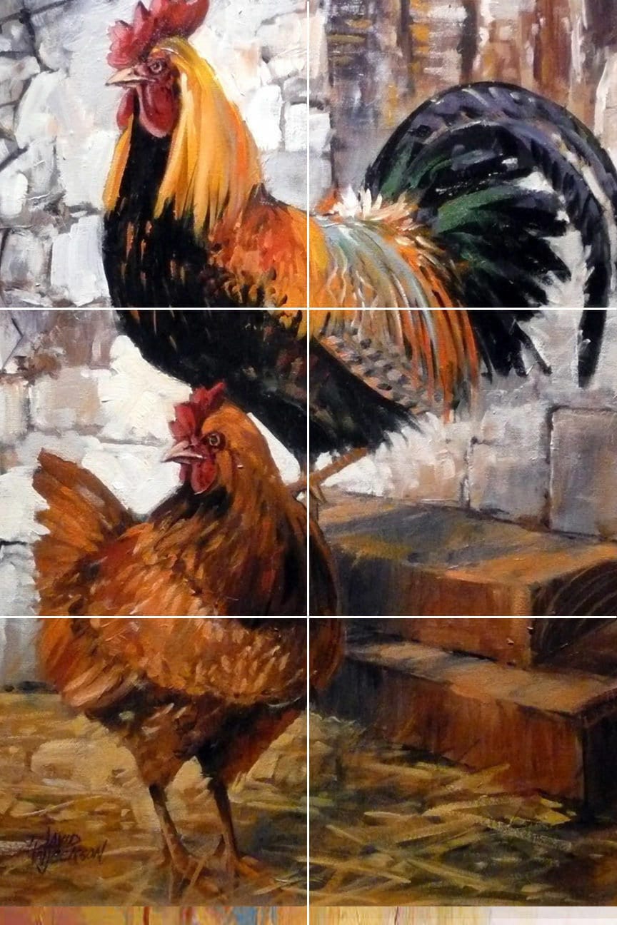 Rooster Chicken Farm Animals Birds Country Ceramic Tile Mural ...