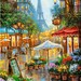 Spring Paris Outdoor Caf Flowers Eiffel Tower Ceramic Tile Mural ...