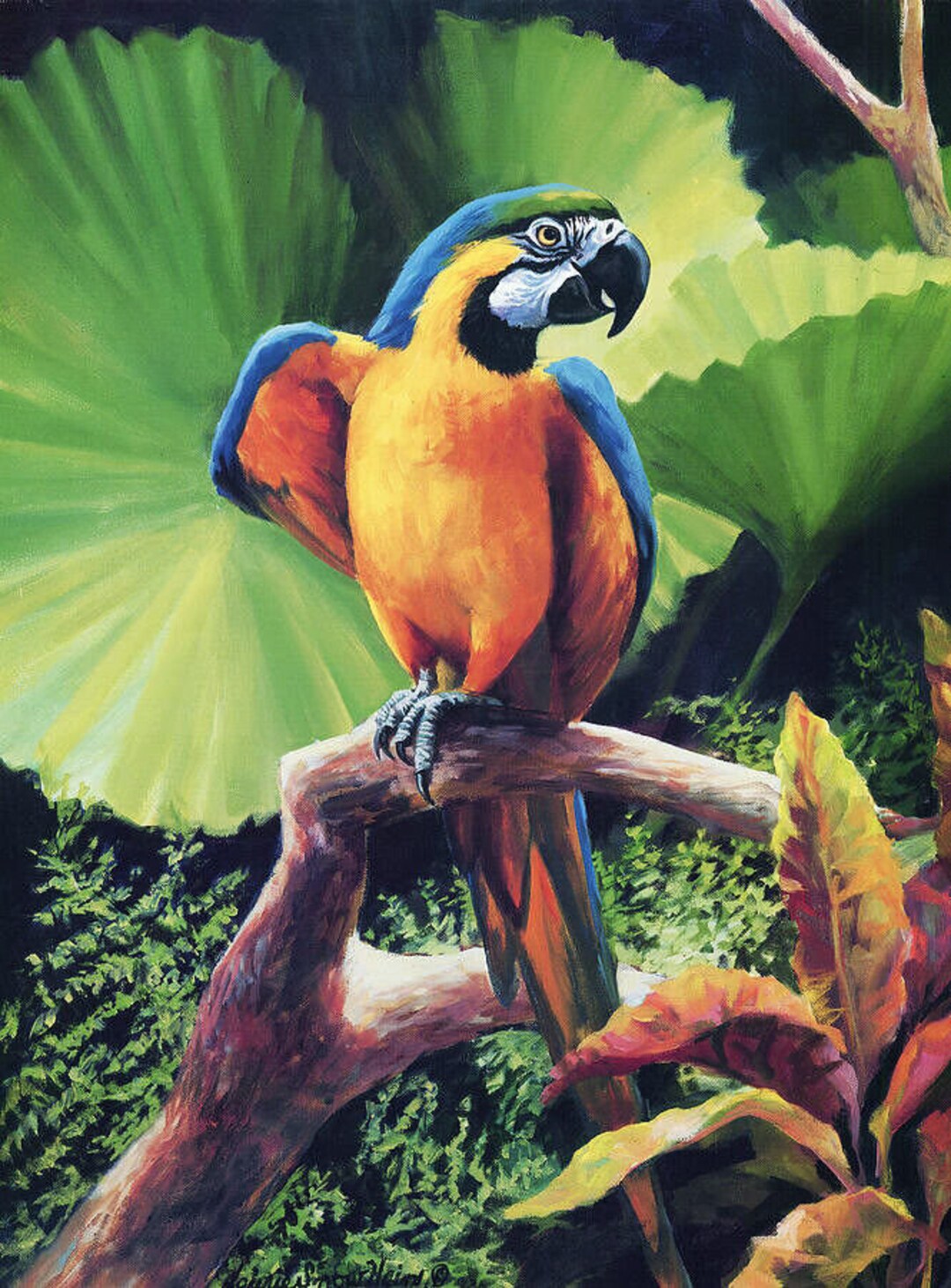 Macaw Parrot Scenic Tropical Bird Jungle Ceramic Tile Mural Medallion ...
