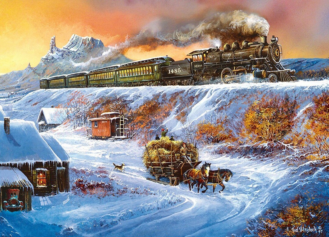 Railway Express Trains Scenic Ceramic Tile Mural Backsplash Medallion ...