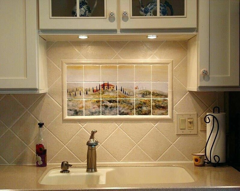 White Magnolia Flower Garden Continental Ceramic Tile Mural Backsplash ...