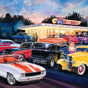 Hot Rods Classic American Muscle Cars Diner Ceramic Tile Mural ...