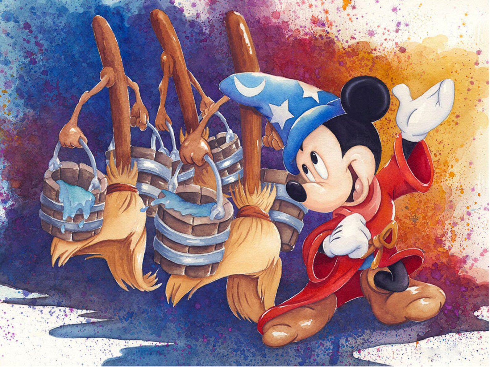 Framed Canvas Art Print Giclée or Poster Mickey Mouse Magical Brooms ...