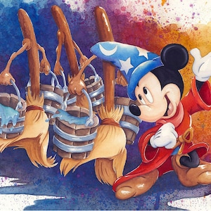 Framed Canvas Art Print Giclée or Poster Mickey Mouse Magical Brooms ...