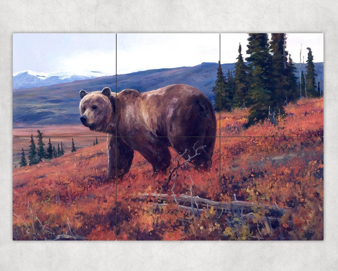 Grizzly Bear Wildlife Nature Ceramic Tile Mural Backsplash Medallion ...