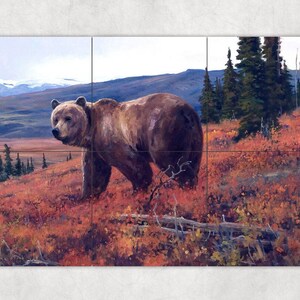 Grizzly Bear Wildlife Nature Ceramic Tile Mural Backsplash Medallion ...