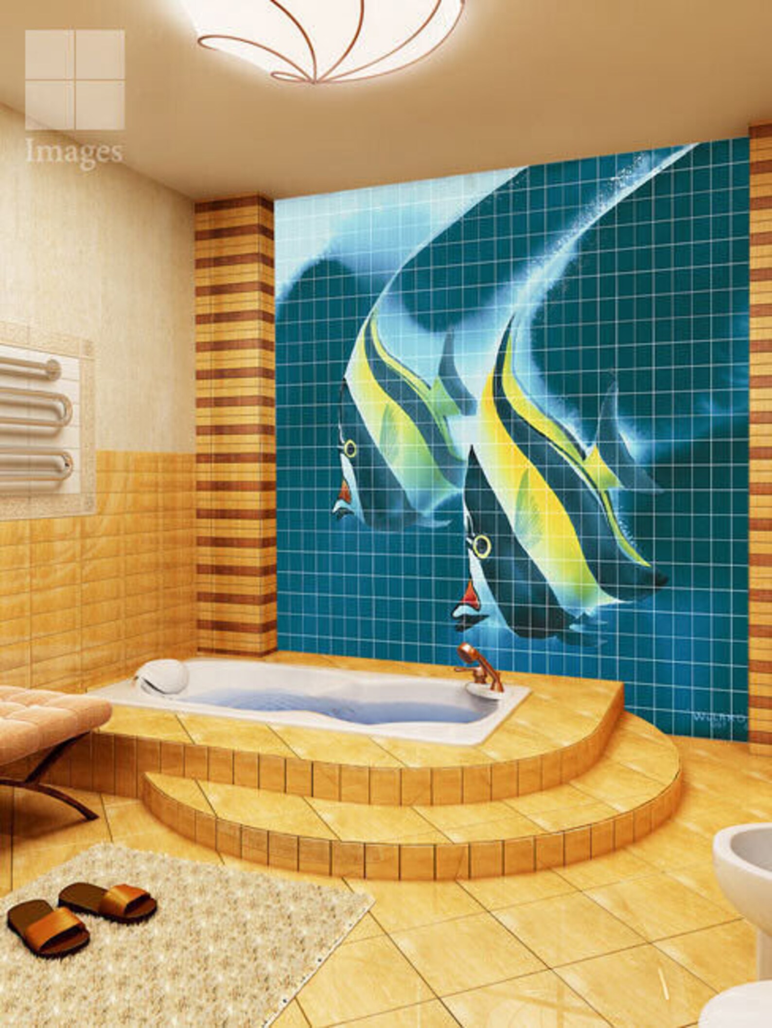 Mediterranean Sea Window View Italy Tuscany Garden Ceramic Tile Mural ...