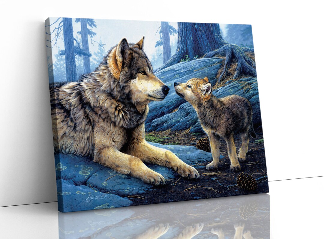 Affectionate Brother Mother Wolf Family Cub Baby Wolves Wildlife ...