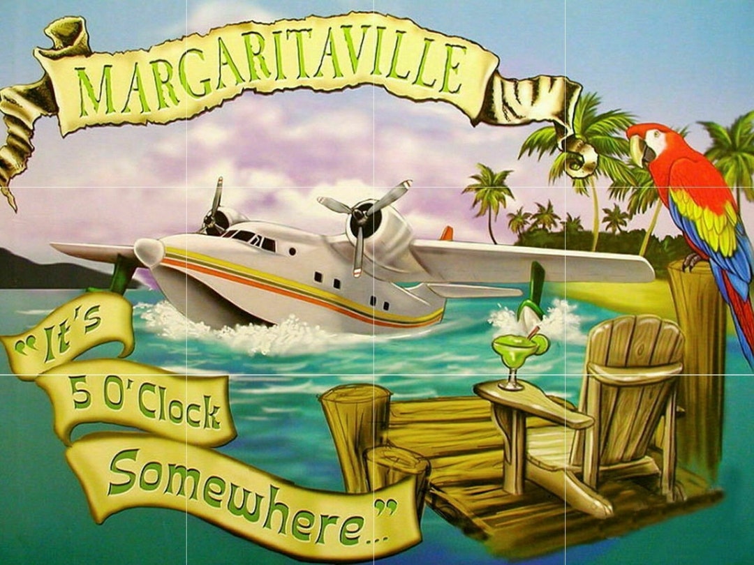 Margaritaville Its 5 Oclock Somewhere Ceramic Tile Mural Backsplash