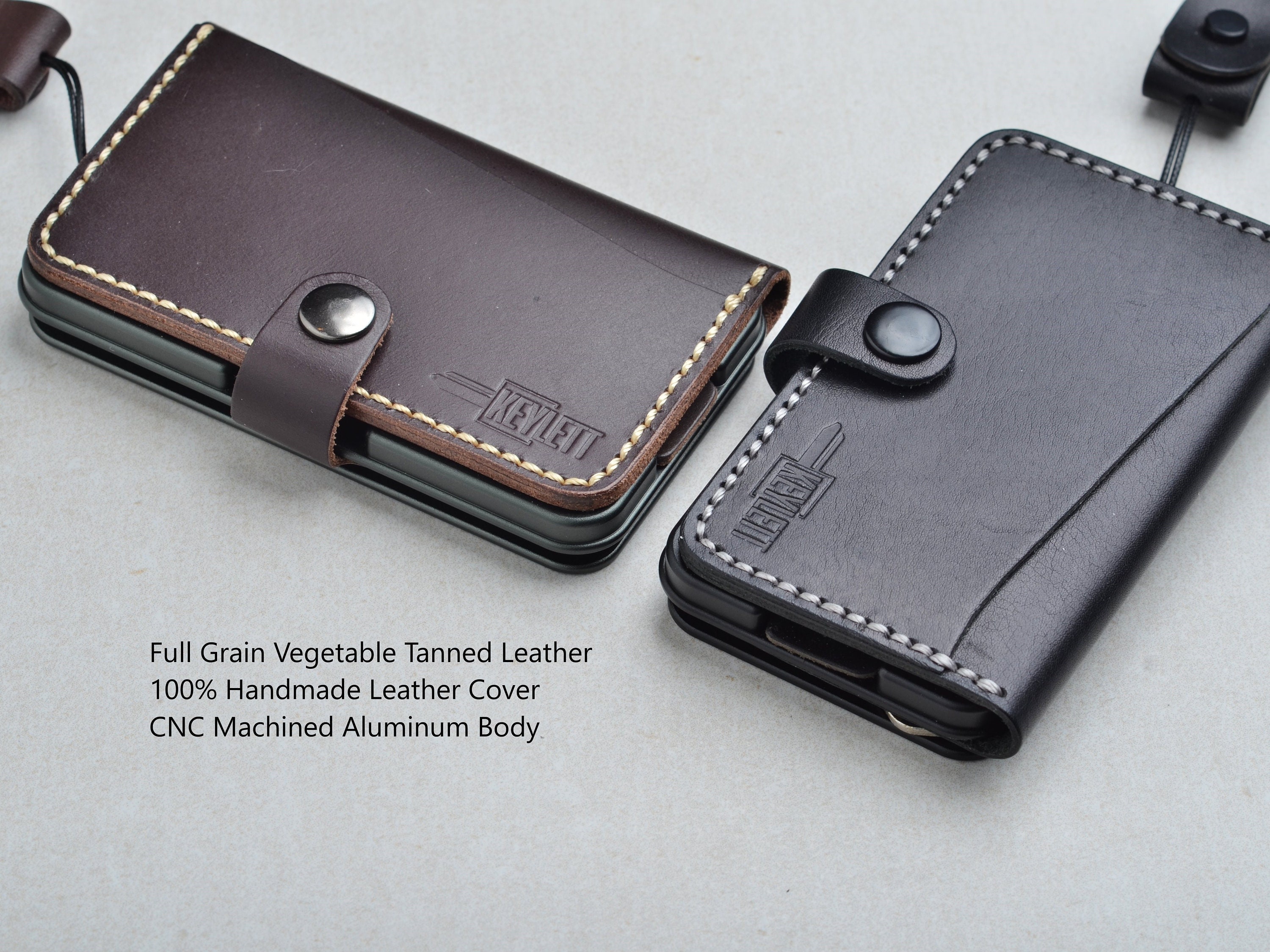 Keychain Wallet, Vegetable Tanned Leather, RFID Blocking, Key Organizer ...