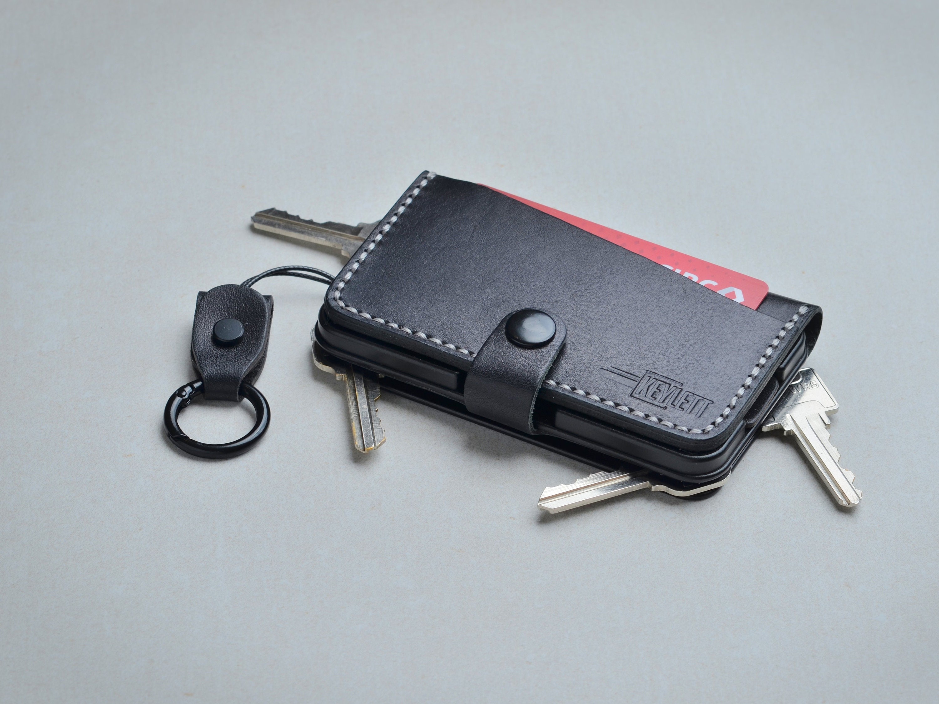 Keychain Wallet, Vegetable Tanned Leather, RFID Blocking, Key Organizer ...