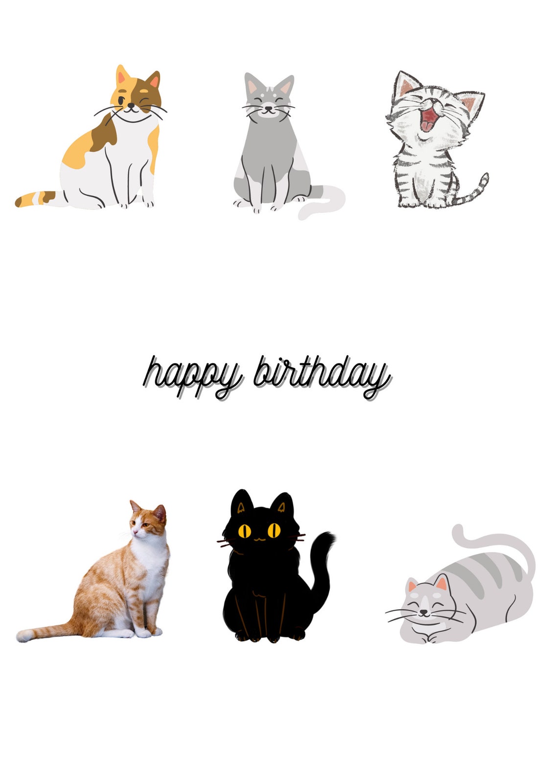 PRINTABLE BIRTHDAY CARD Cats Birthday Card Printable - Etsy