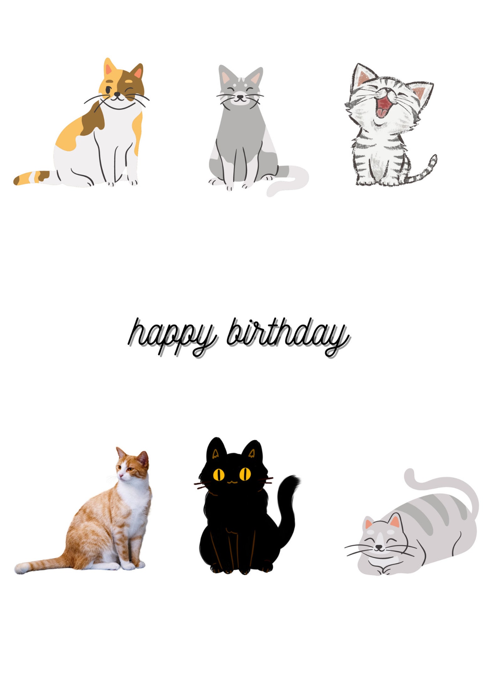 PRINTABLE BIRTHDAY CARD Cats Birthday Card Printable - Etsy