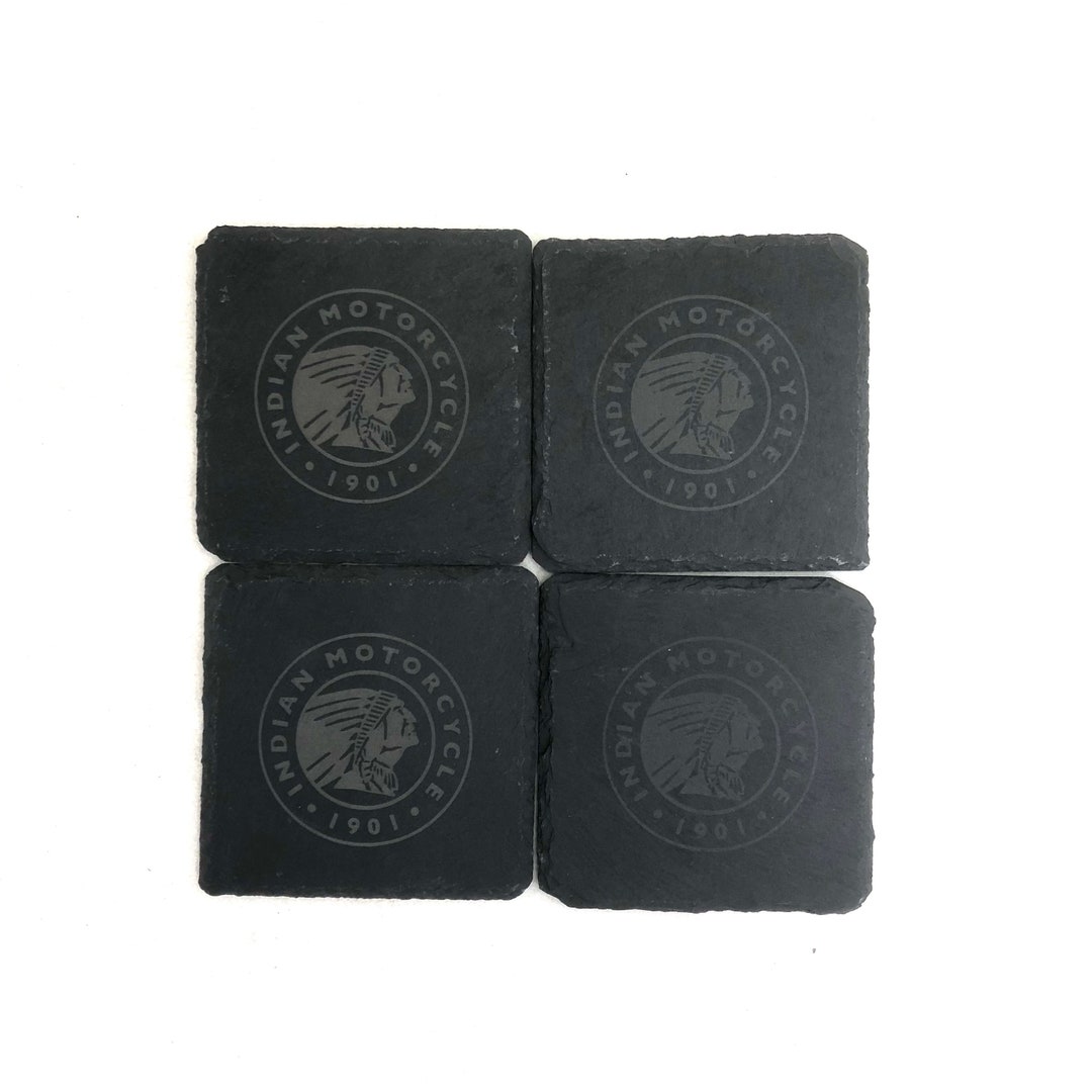 Set of Four 4 Indian Motorcycle Slate Coasters, HD Coaster, Custom ...