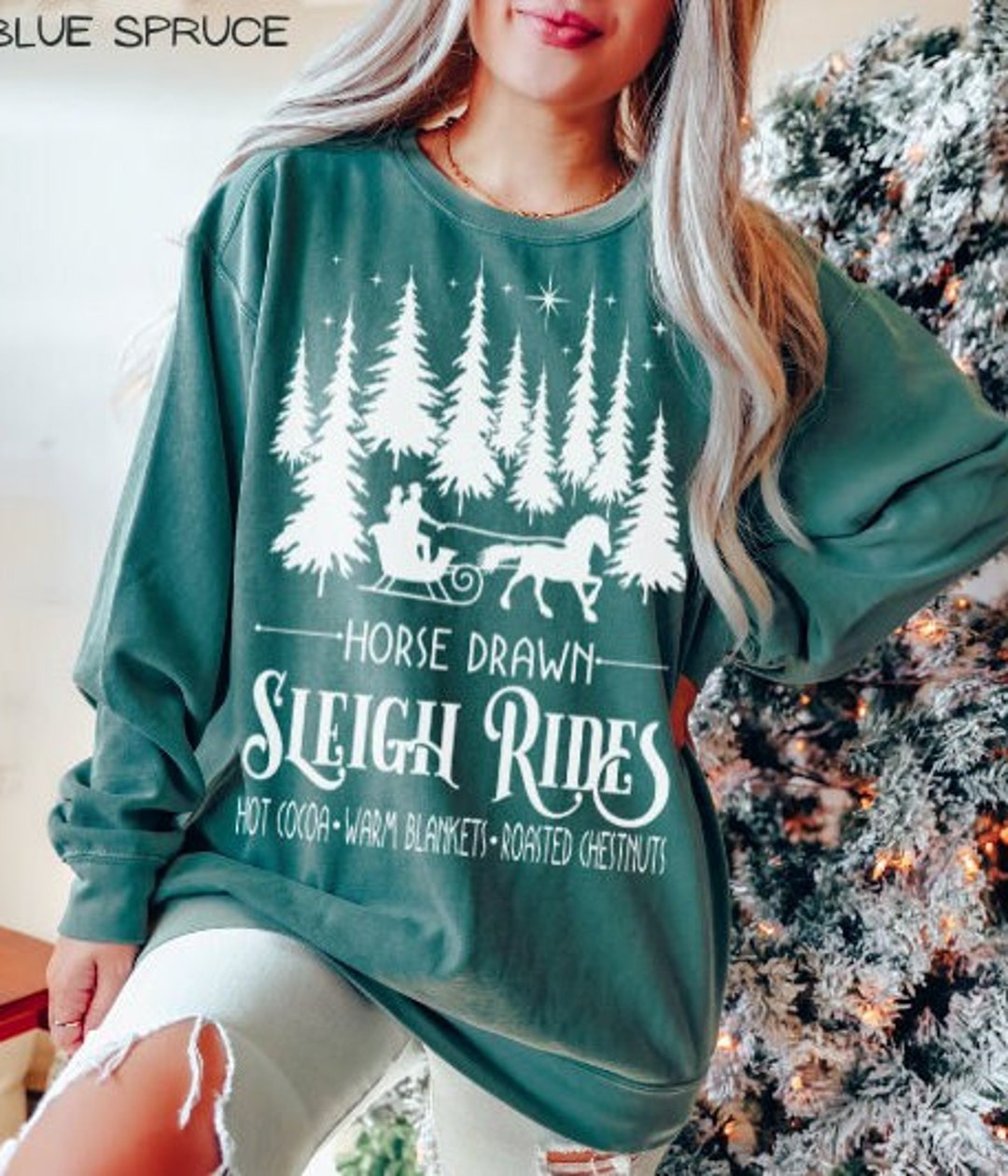 Comfort Colors® Sleigh Rides Sweatshirt, Christmas Sweatshirt for Women ...