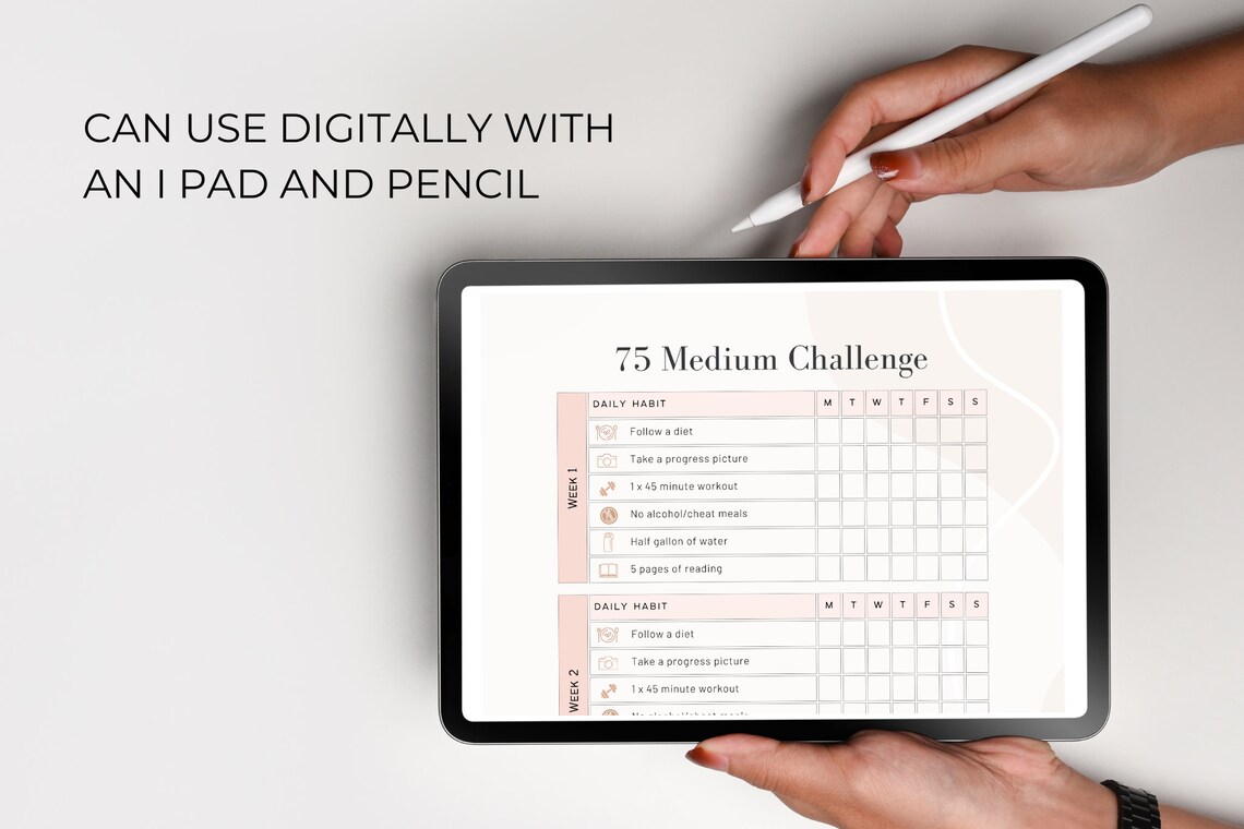 75 MEDIUM Challenge Progress Tracker, Tracker Bundle, Fitness Tracker ...