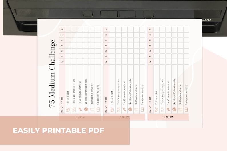75 MEDIUM Challenge Progress Tracker, Tracker Bundle, Fitness Tracker ...