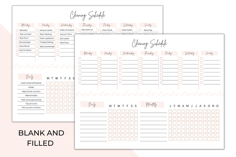 Editable Cleaning Schedule, Cleaning Checklist, Weekly, Monthly, Daily ...