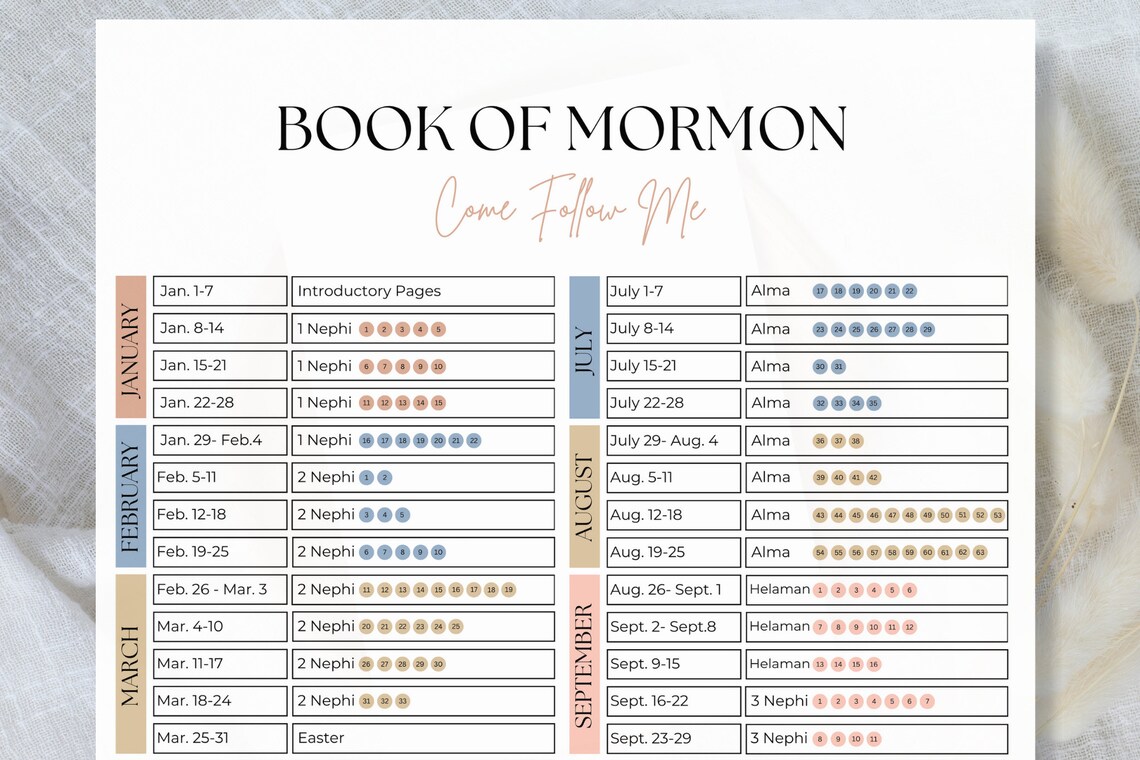 Come Follow Me Book of Mormon Reading Chart, 2024 Come Follow Me, Book of Mormon Reading ...