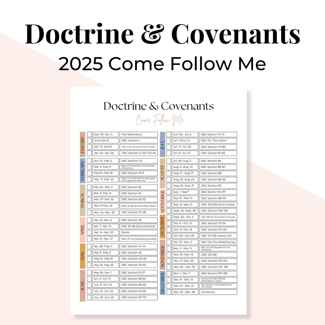 2025 Come Follow Me Doctrine & Covenants Tracker, Come Follow Me, LDS Study, LDS Printables - Etsy