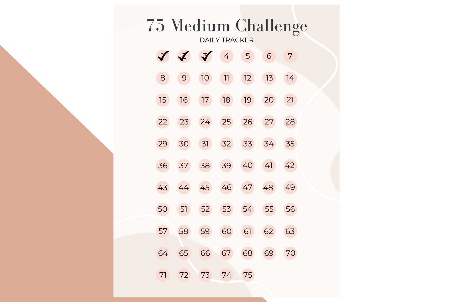75 MEDIUM Challenge Progress Tracker, Tracker Bundle, Fitness Tracker ...