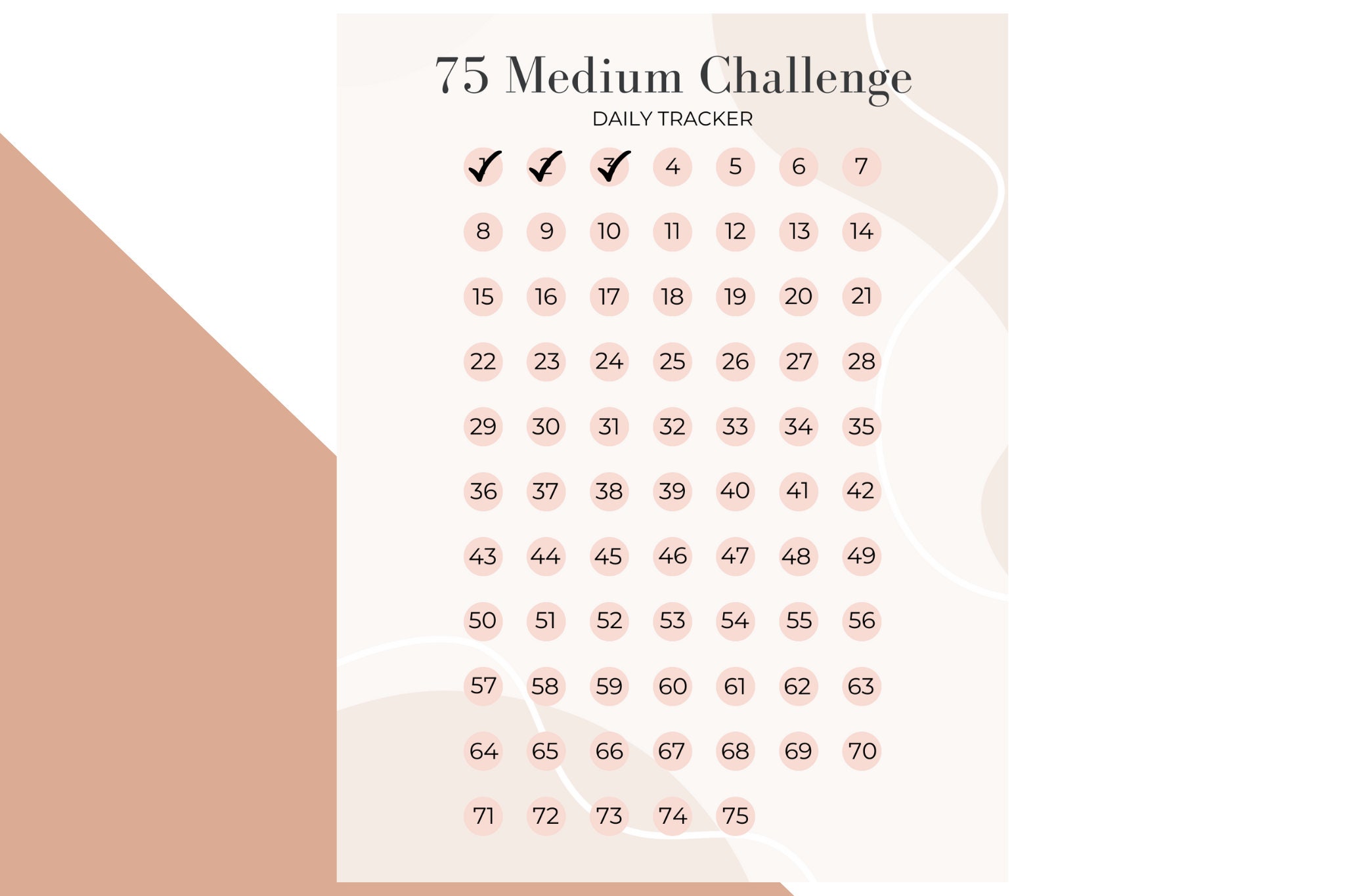 75 MEDIUM Challenge Progress Tracker, Tracker Bundle, Fitness Tracker ...