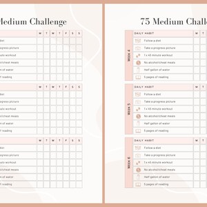 75 MEDIUM Challenge Progress Tracker, Tracker Bundle, Fitness Tracker ...