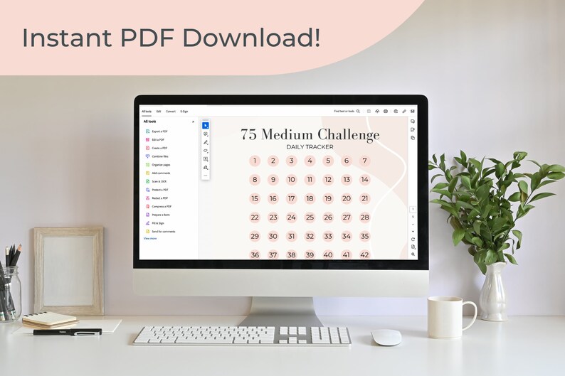 75 MEDIUM Challenge Progress Tracker, Tracker Bundle, Fitness Tracker ...