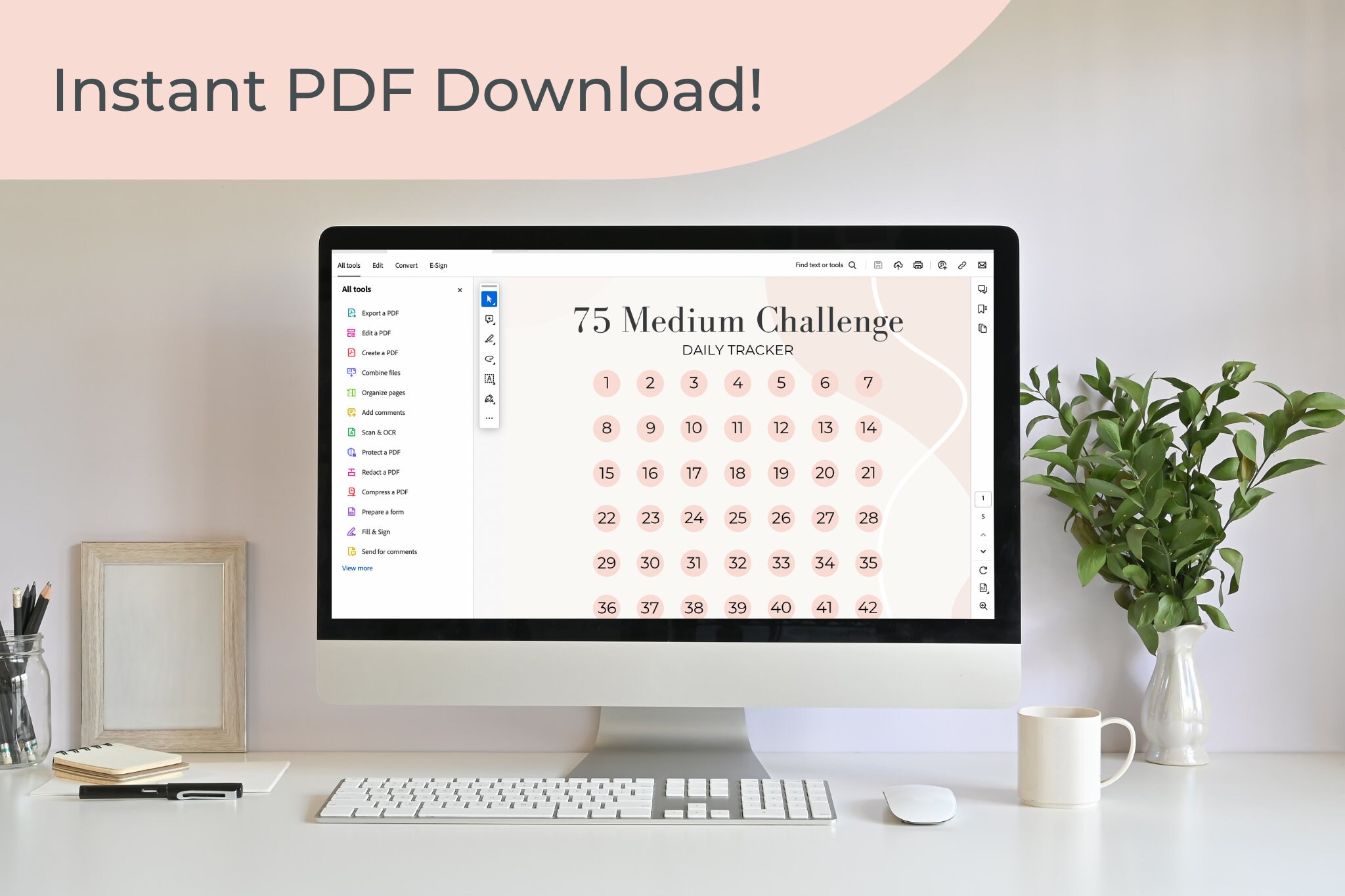 75 MEDIUM Challenge Progress Tracker, Tracker Bundle, Fitness Tracker ...