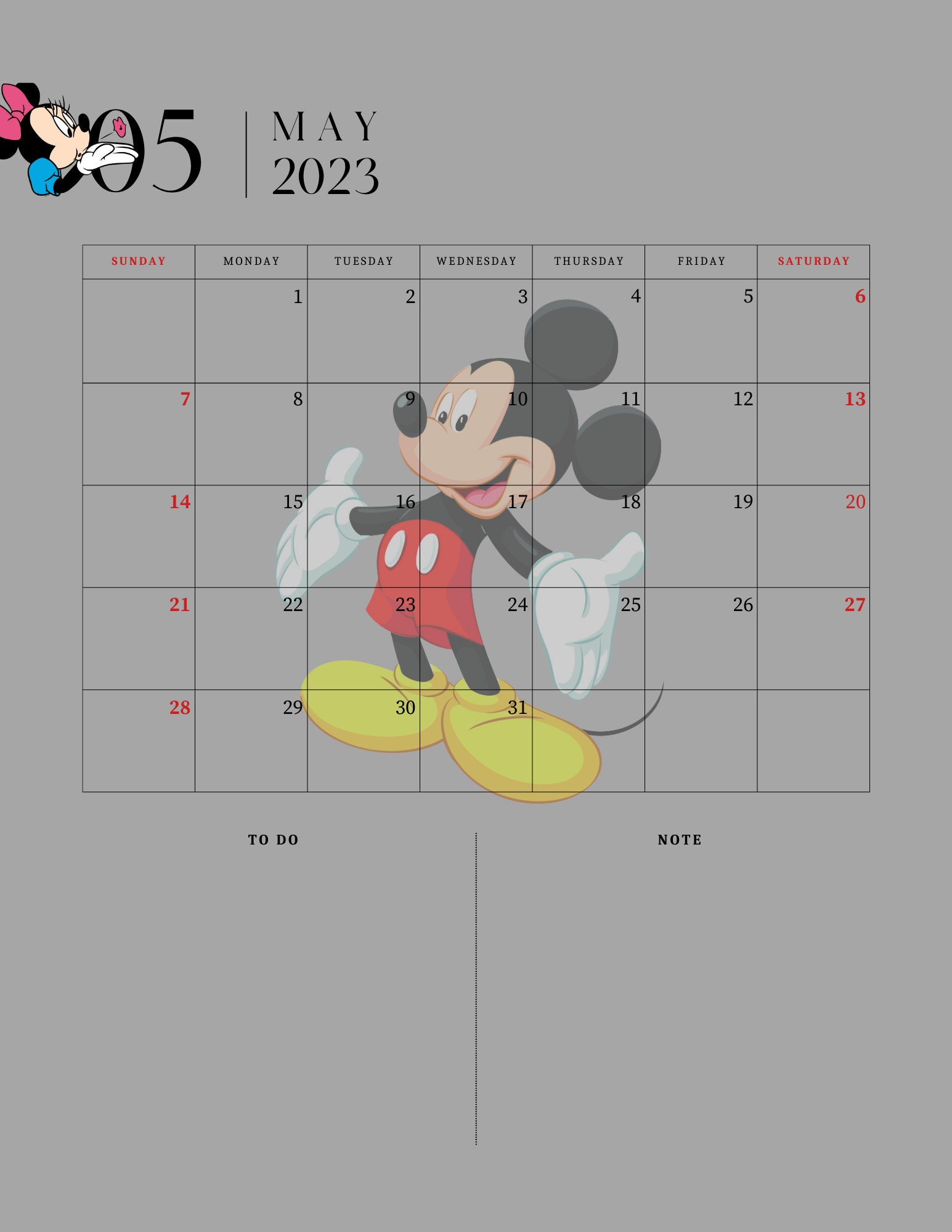 Mickey and Minnie Mouse Monthly Planner - Etsy