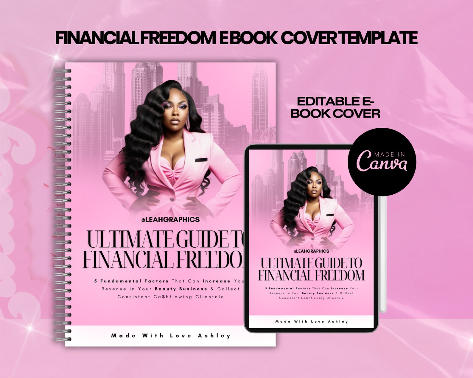 Pink Financial Freedom E Book Cover, Book Cover Design, Training Manual ...
