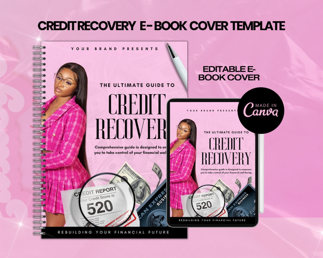 PINK CREDIT Repair E- Book Cover Template,d.i.y Digital Book,side ...