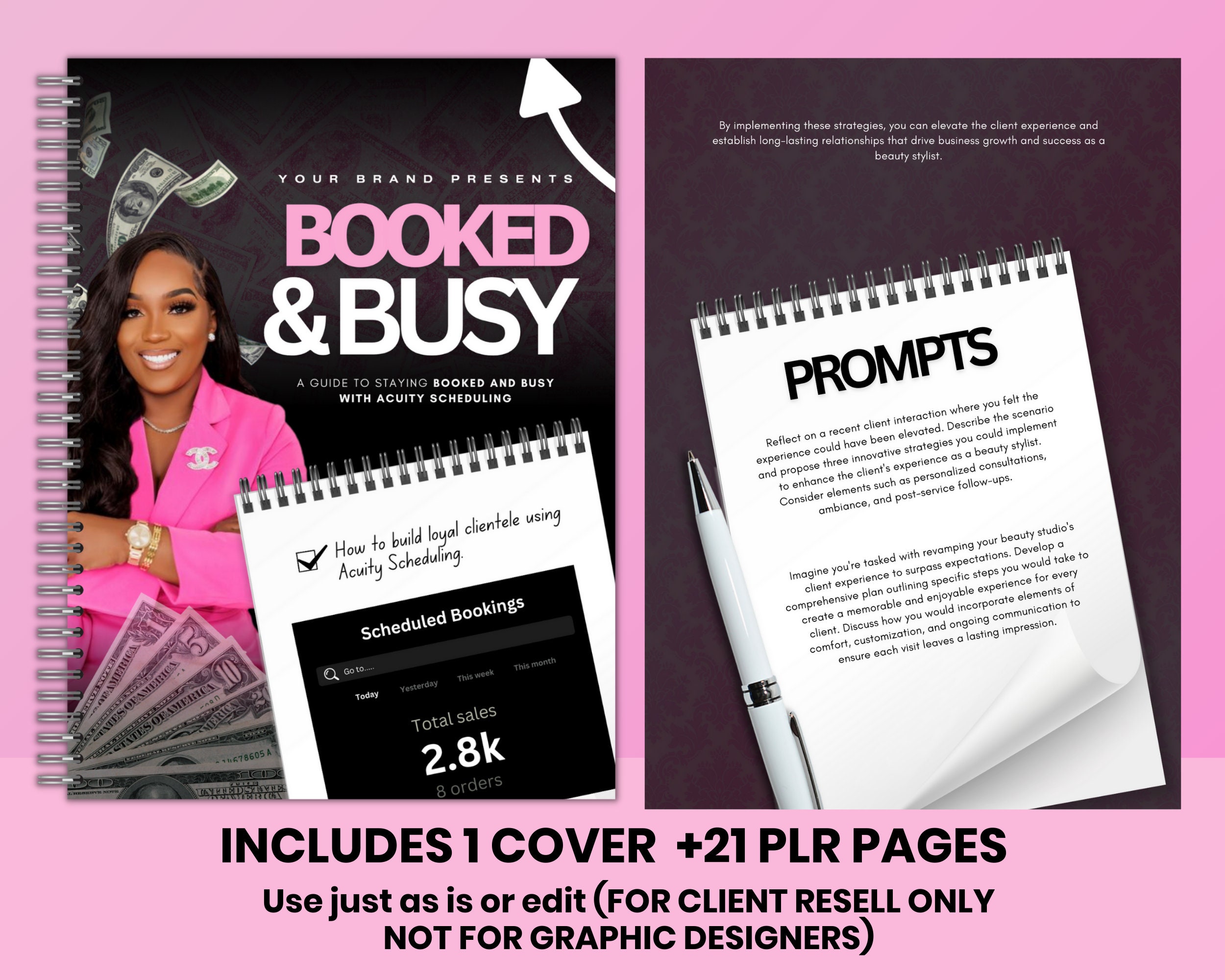 E- Book Cover Template,pink D.I.Y Digital Book,cash Flowing Clientele E ...