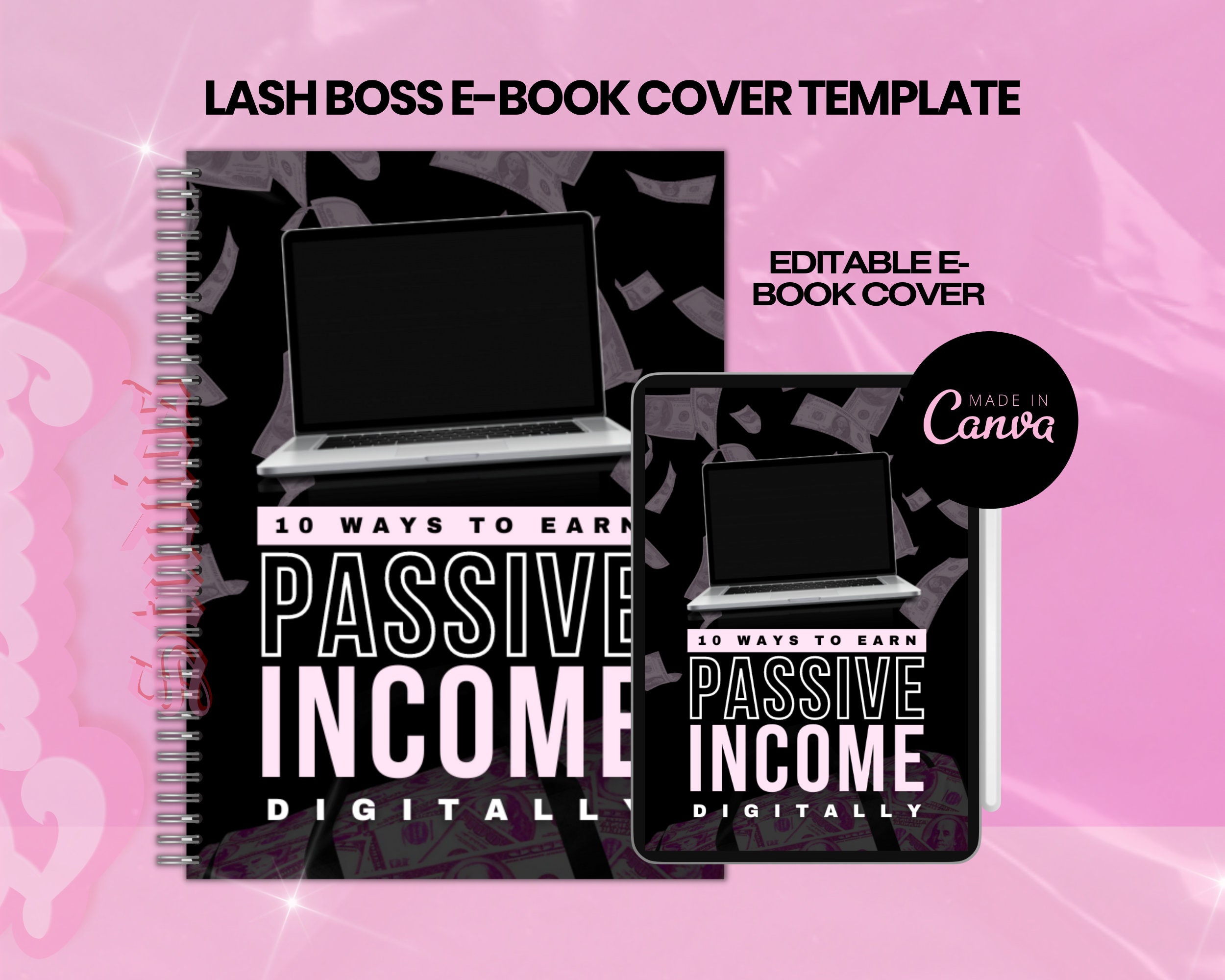E- Book Cover Template,pink D.I.Y Digital Book,passive INCOME E-book ...