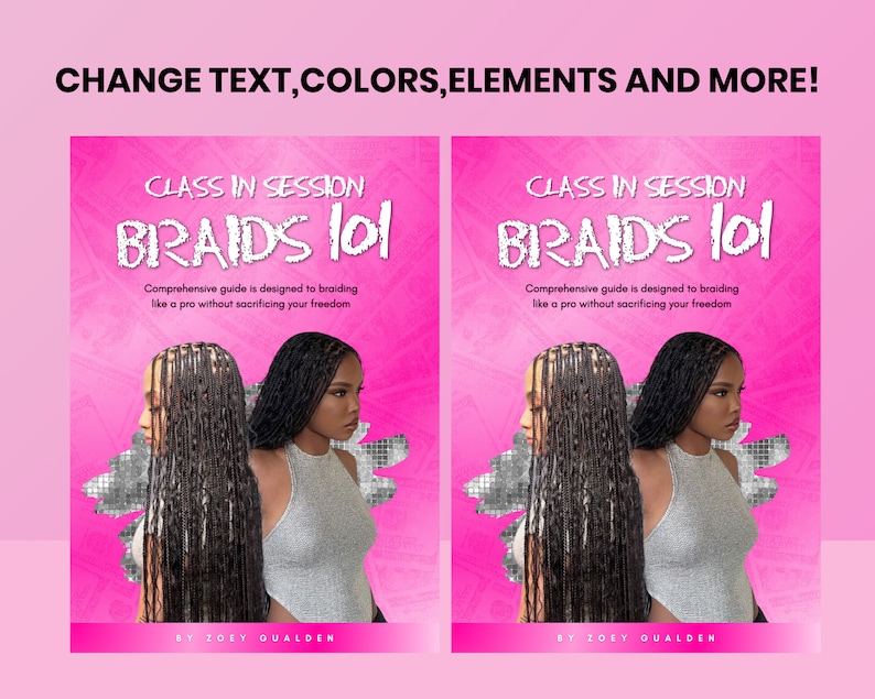 E- Book Cover Template,pink D.I.Y Digital Book,how to Braid Like A Pro ...