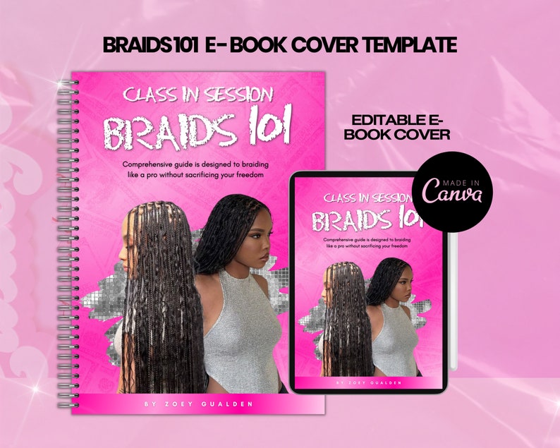 E- Book Cover Template,pink D.I.Y Digital Book,how to Braid Like A Pro ...