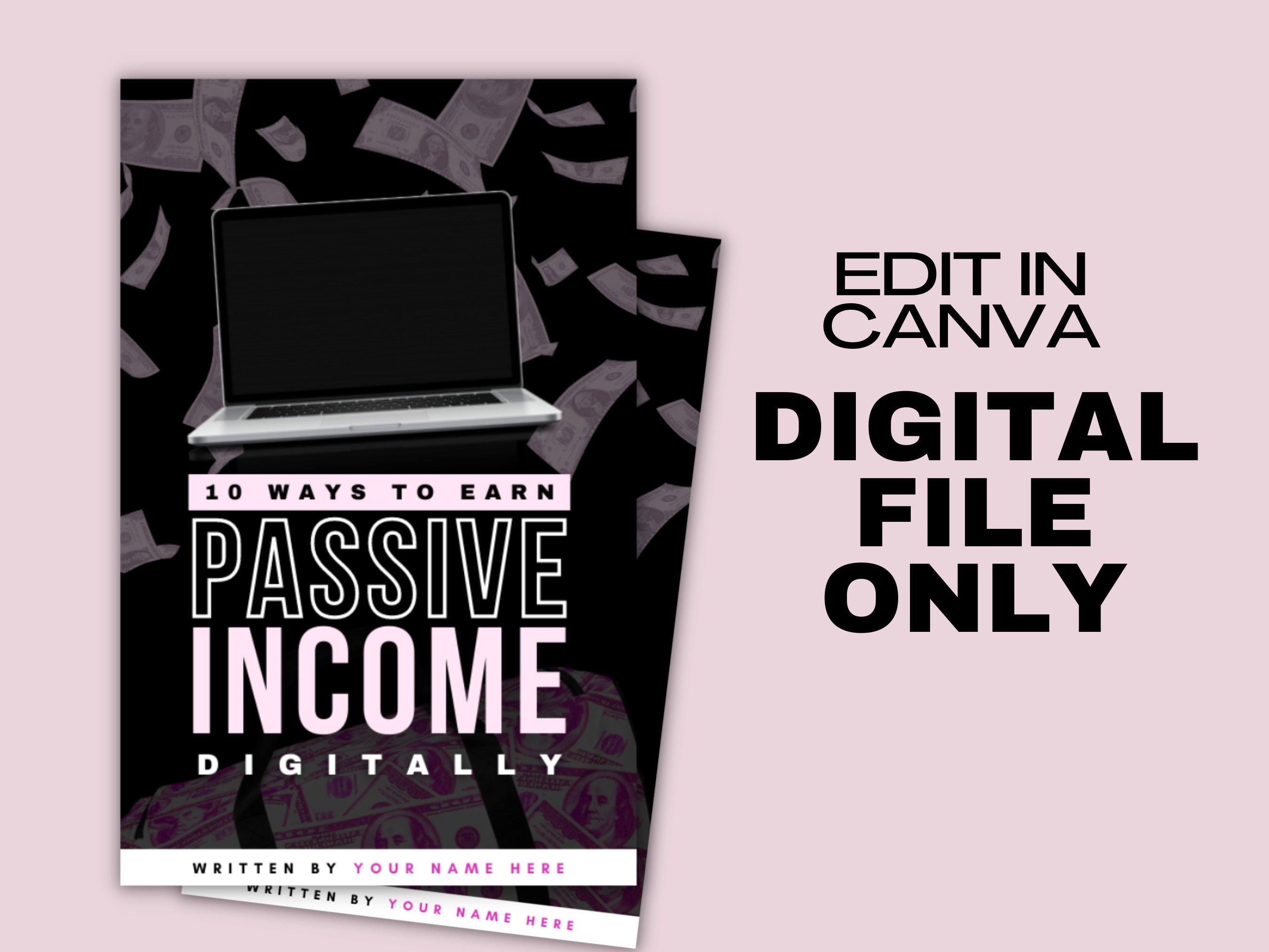 E- Book Cover Template,pink D.I.Y Digital Book,passive INCOME E-book ...