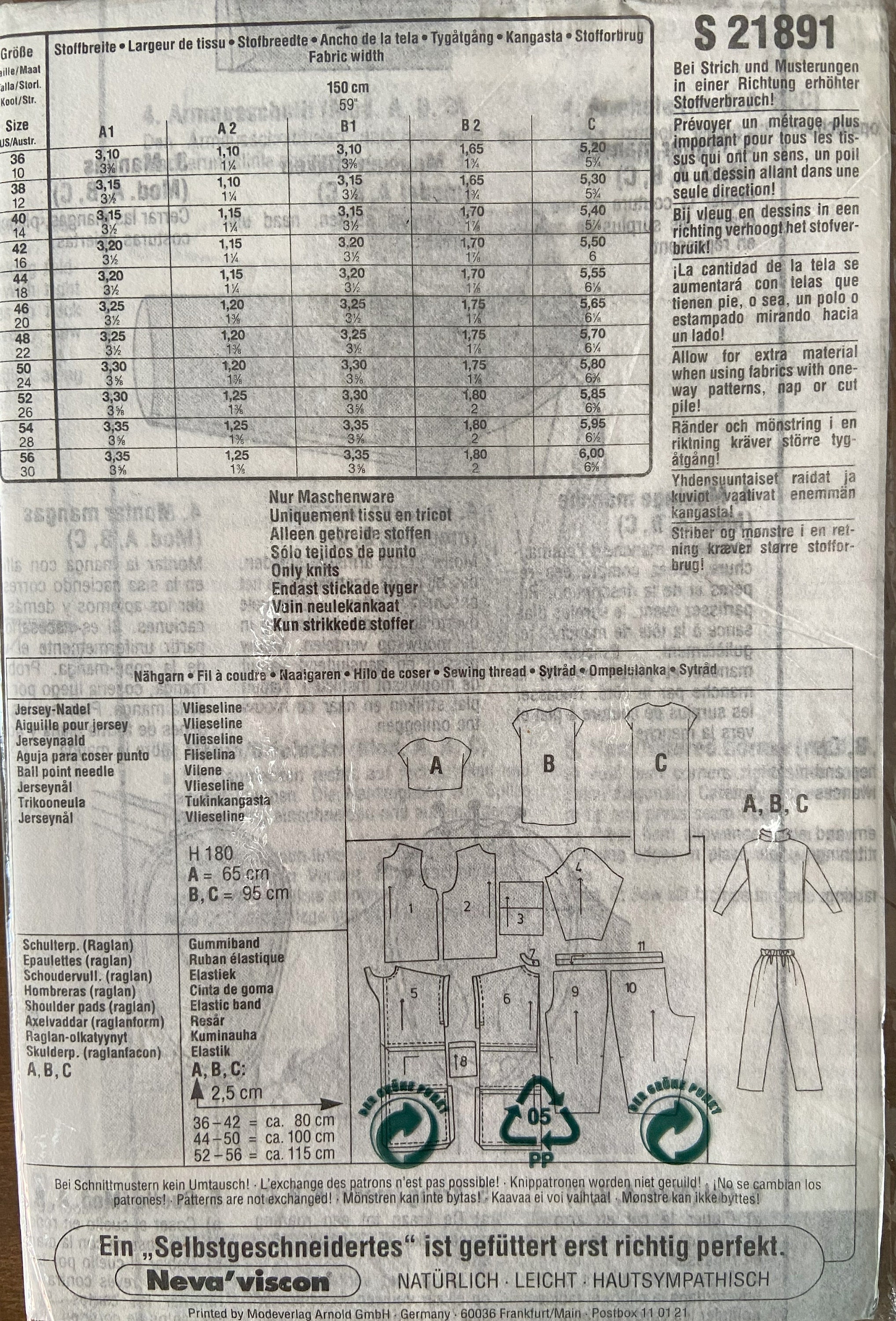 Neue Mode Stil 21891 Sewing Pattern Pants Vest Shirt Size - Etsy