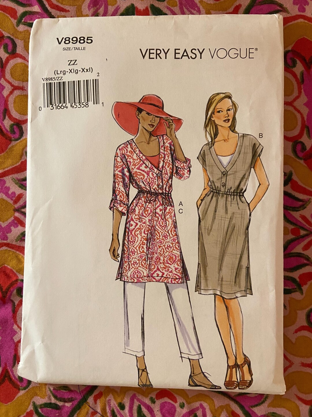 Sewing Pattern for Tunic, Dress, Pants, Vogue 8985 - Etsy