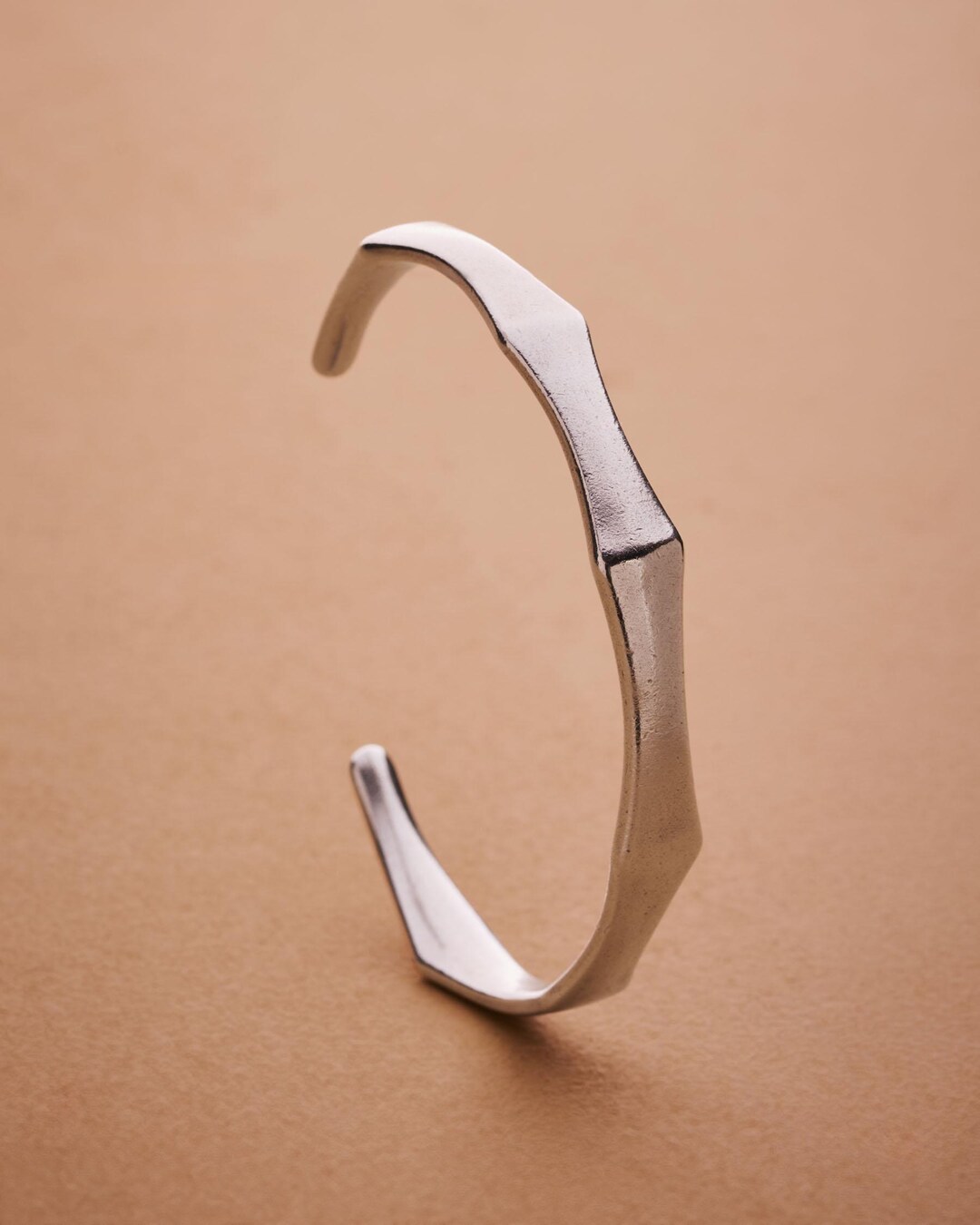 Silver Bold Angular Shape, Thick Silver Plated Bracelet, Stacking ...