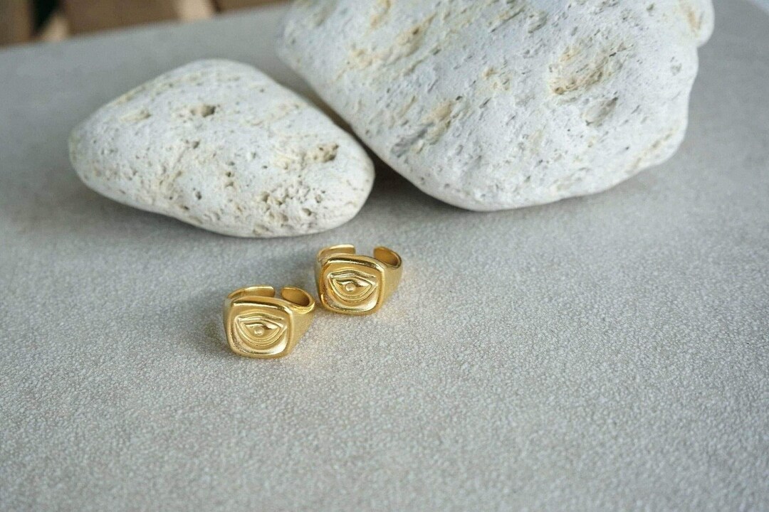 Gold Evil Eye Knuckle Midi Pinky Ring, Adjustable Ring Gift for Her ...