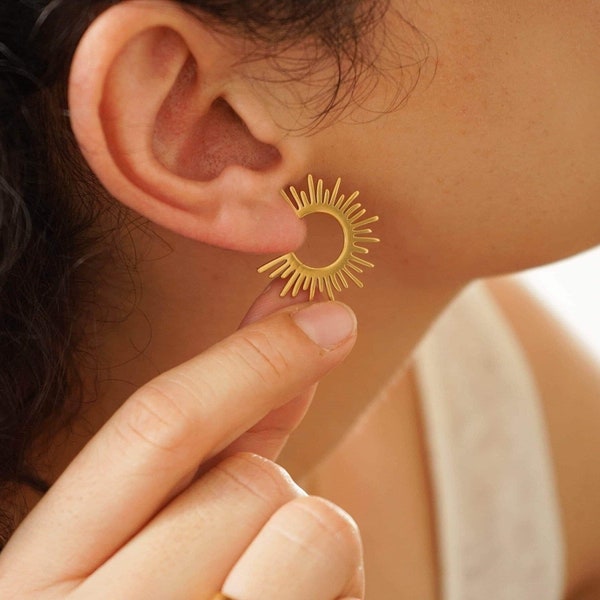 Sun Hoop Earrings - Etsy