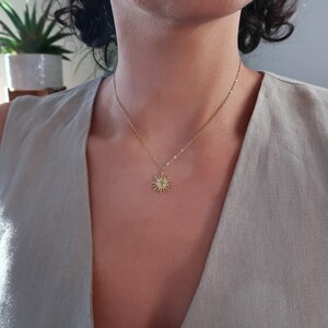 Gold Stainless Steel Sun Pendant Necklace, Stardust Summer Celestial ...